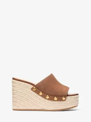 Michael Kors Mayes Suede Wedge Sandal - Brown