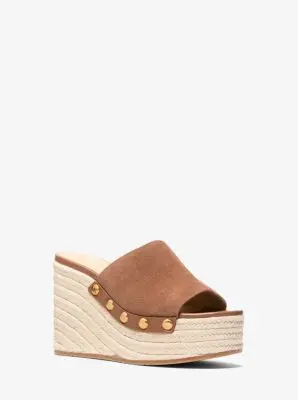 Michael Kors Mayes Suede Wedge Sandal - Brown