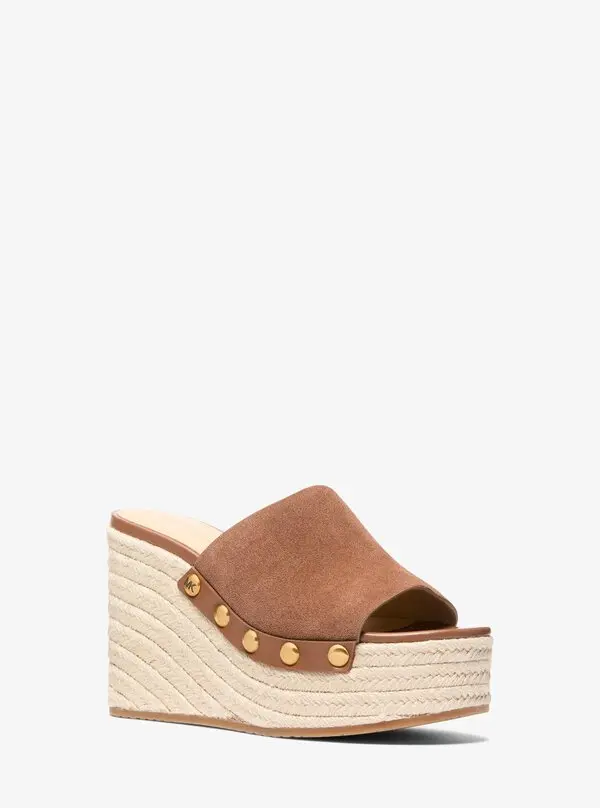 Michael Kors Mayes Suede Wedge Sandals - Brown