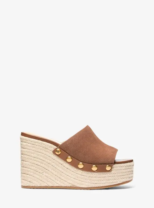 Michael Kors Mayes Suede Wedge Sandals - Brown