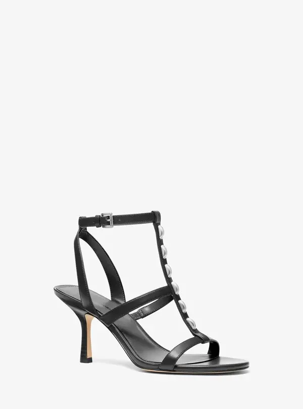 Michael Kors Nara Studded Leather Sandal - Black