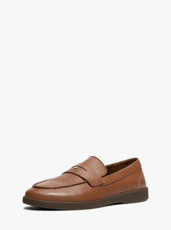 Michael Kors Wesley Pebbled Leather Loafers - Brown