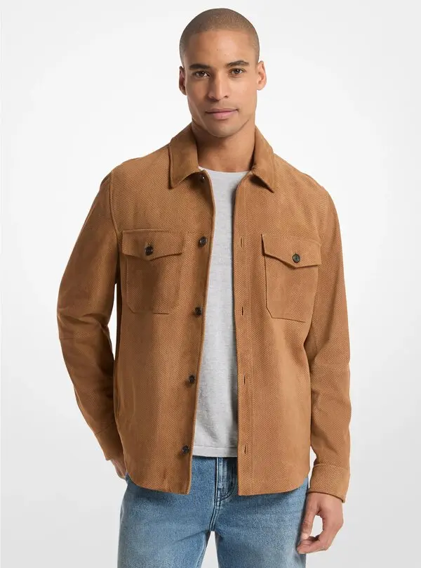 Michael Kors Perforated Suede Shirt Jacket