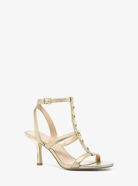 Michael Kors Nara Studded Metallic Leather Sandal