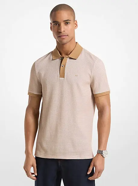 Michael Kors Waffle Stretch Cotton Polo Shirt - Brown