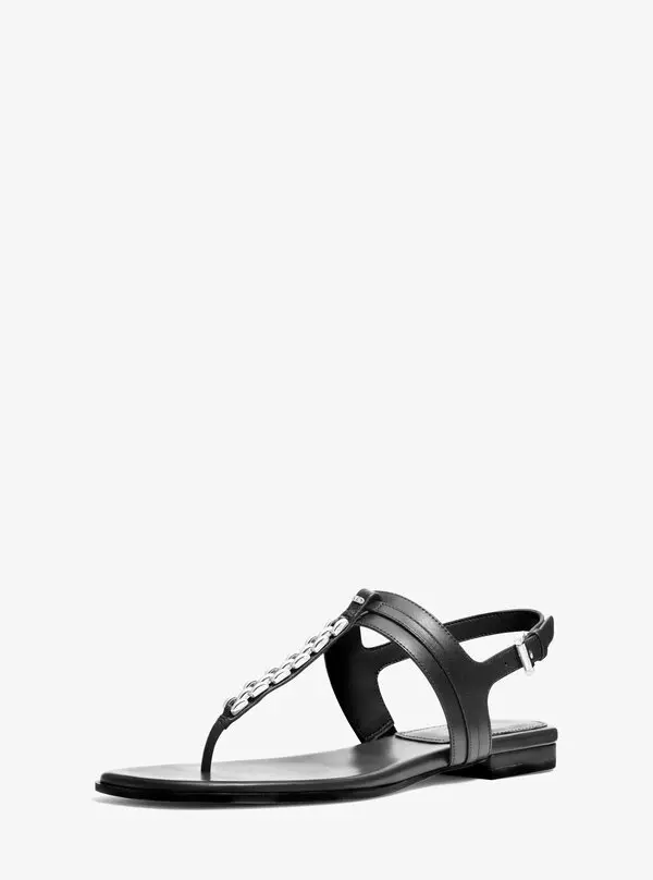 Michael Kors Marcia Embellished Leather Sandal - Black