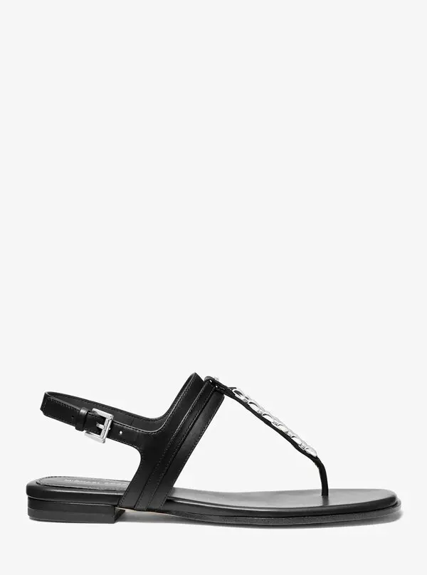 Michael Kors Marcia Embellished Leather Sandal - Black