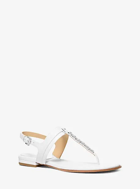Michael Kors Marcia Embellished Leather Sandal - White