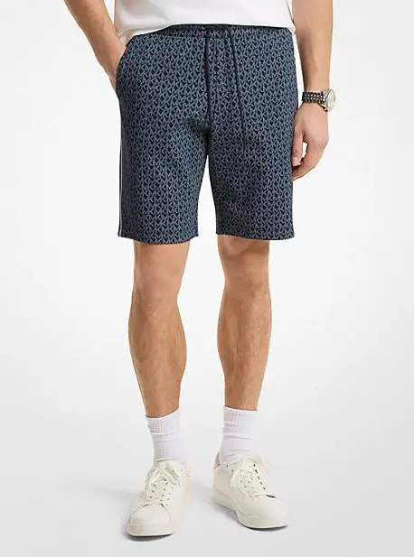 Michael Kors Signature Logo Cotton-blend Shorts - Blue