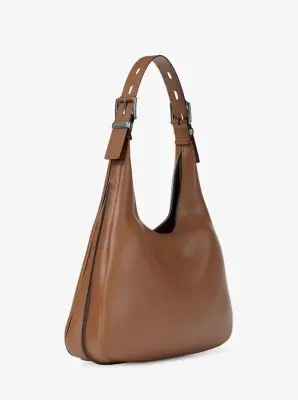 Michael Kors Large Pebbled Leather Hobo Shoulder Bag - Brown