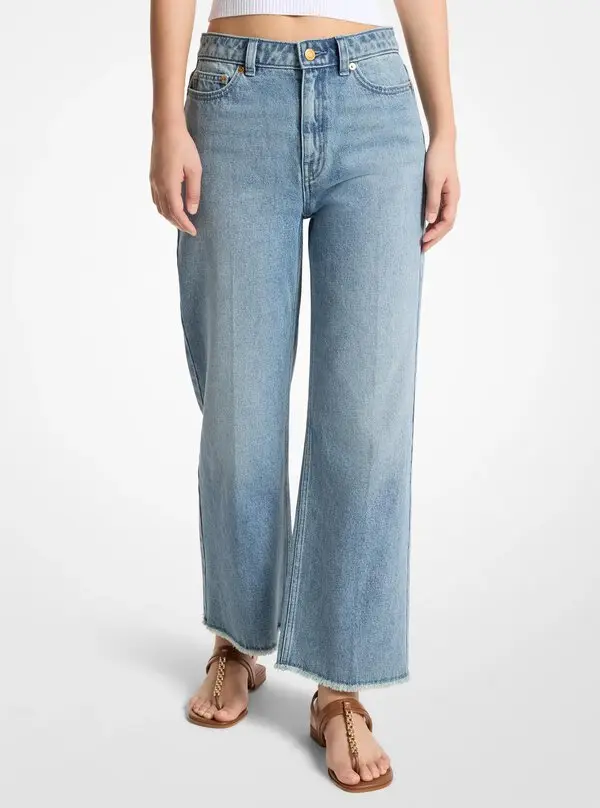 Michael Kors Eloise Frayed Cropped Wide-leg Jeans