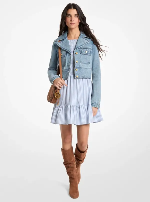 Michael Kors Cropped Denim Jacket - Blue