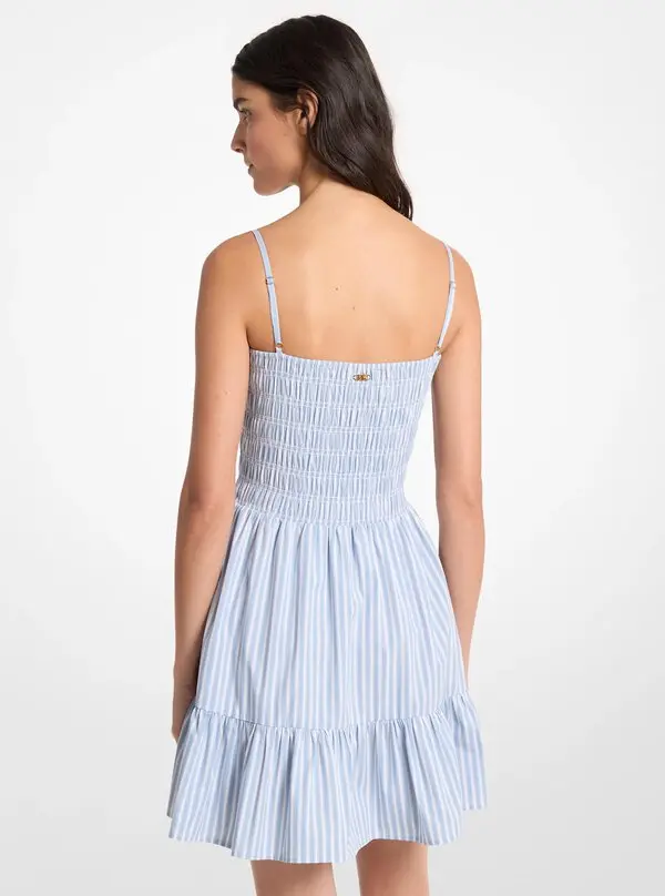 Michael Kors Striped Stretch Cotton-blend Mini Dress