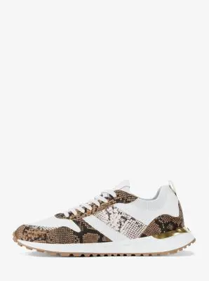 Michael Kors Jesse Stretch Knit And Snake Embossed Trainer