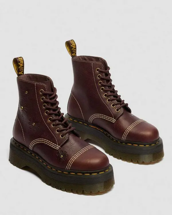 Dr. Martens Sinclair Flower Grizzly Leather Platform Boots