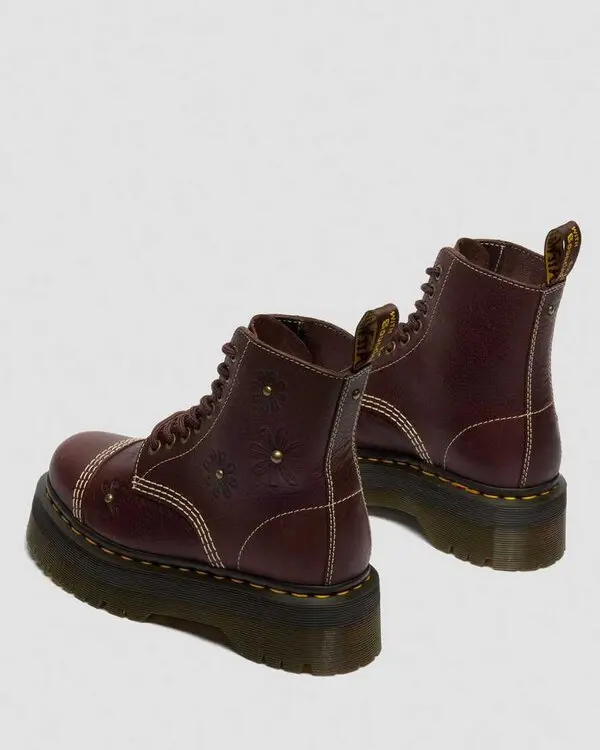 Dr. Martens Sinclair Flower Grizzly Leather Platform Boots