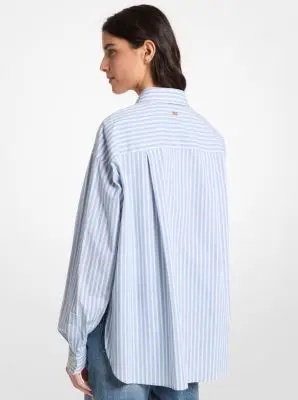 Michael Kors Striped Stretch Cotton Blend Shirt