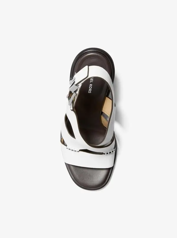 Michael Kors Raven Leather Block Heel Sandal - White