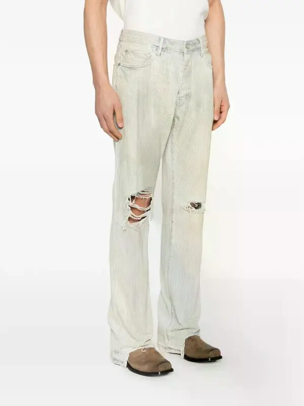 PURPLE BRAND Pinstripe Ripped Jeans - White