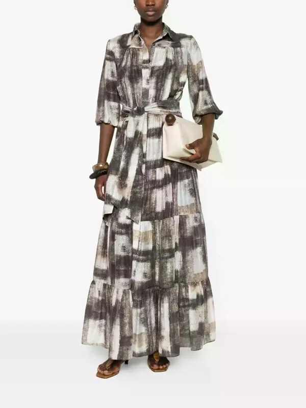 Kiton Tie-waist Tiered Maxi Dress