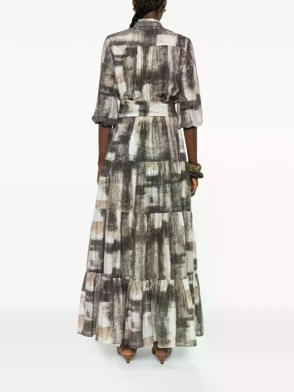 Kiton Tie-waist Tiered Maxi Dress