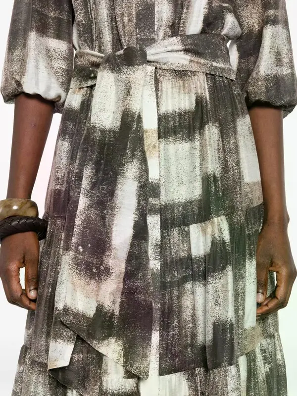 Kiton Tie-waist Tiered Maxi Dress