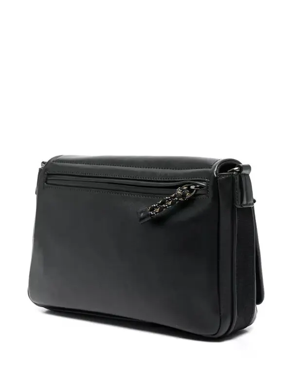 Fendi Flux Buckle Leather Messenger Bag - Black