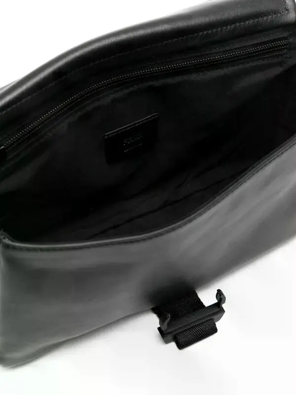 Fendi Flux Buckle Leather Messenger Bag - Black