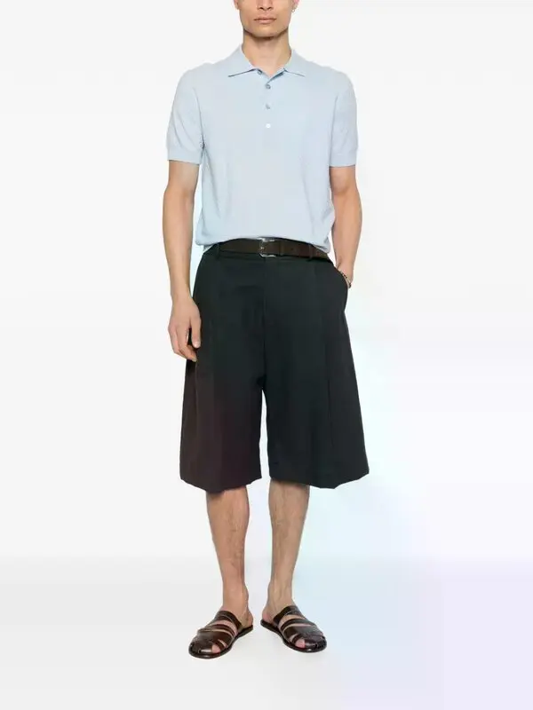 PAOLO PECORA Textured Polo Shirt - Blue