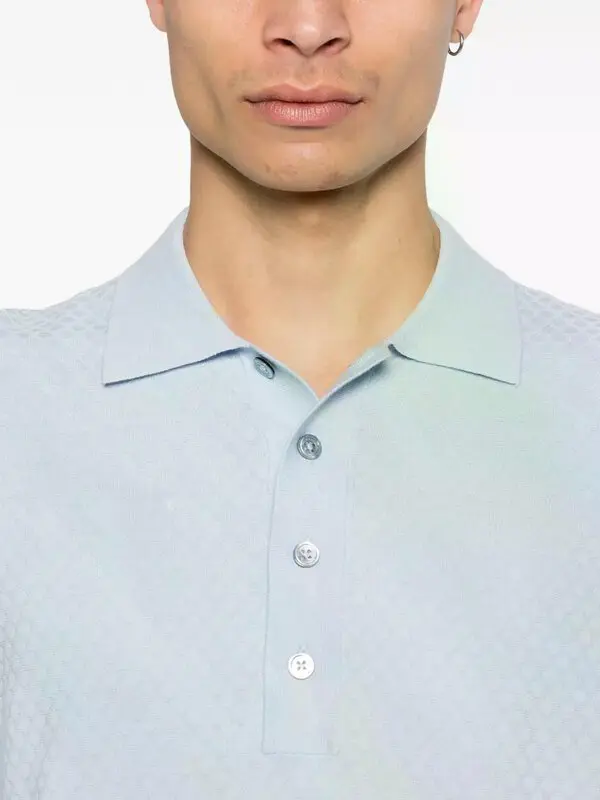 PAOLO PECORA Textured Polo Shirt - Blue