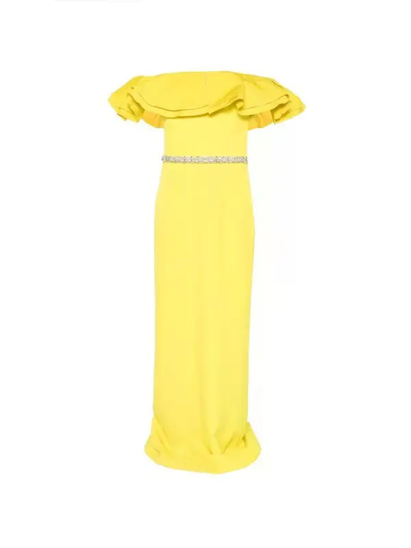 Safiyaa Ruffled Belted Maxi Dress - Yellow