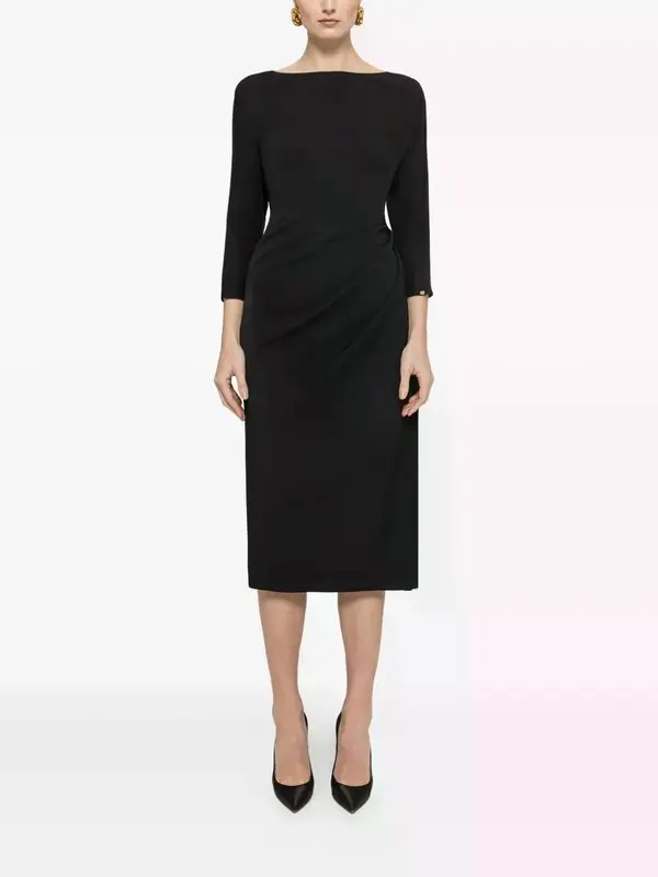 NISSA Pleat Midi Dress - Black