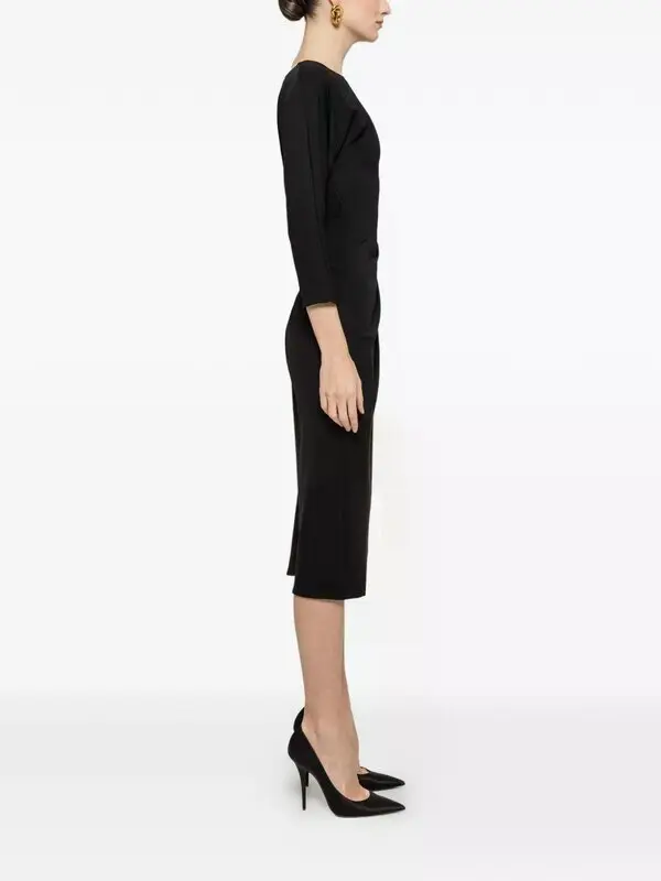 NISSA Pleat Midi Dress - Black
