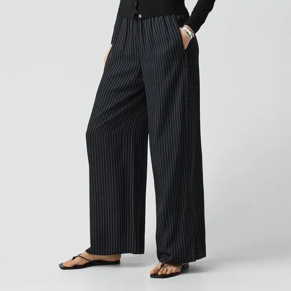 Theory Slit Pull-on Pant In Washed Stripe - Black Multi