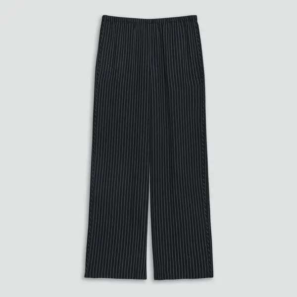 Theory Slit Pull-on Pant In Washed Stripe - Black Multi