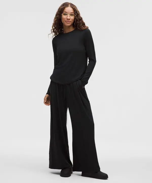 Lululemon Becalm High-rise Pleated Wide-leg Pants - Black