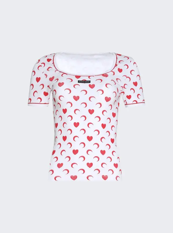 MARINE SERRE Moon Heart Squareneck Tee