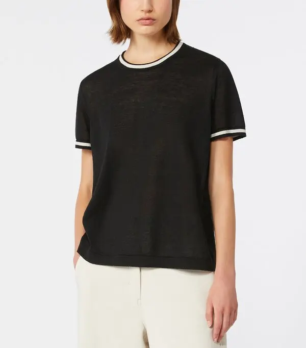 Max Mara Linen T-shirt Sweater - Black