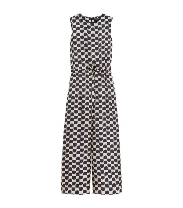 Max Mara Silk Printed Ronchi Jumpsuit - Black
