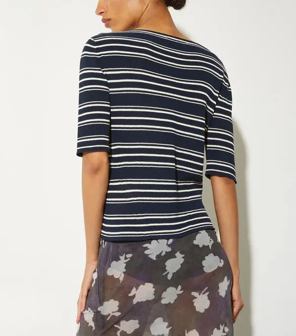 Max & Co. Stripe Boat-neck Crop Top - Blue