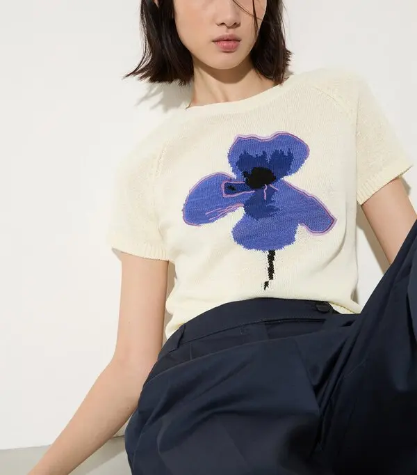 Max & Co. Embroidered Iris Fine Knit Sweater