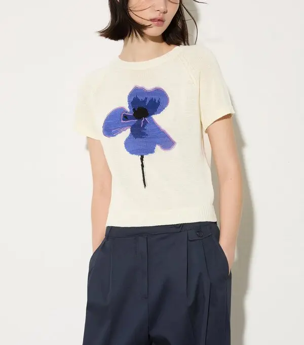 Max & Co. Embroidered Iris Fine Knit Sweater