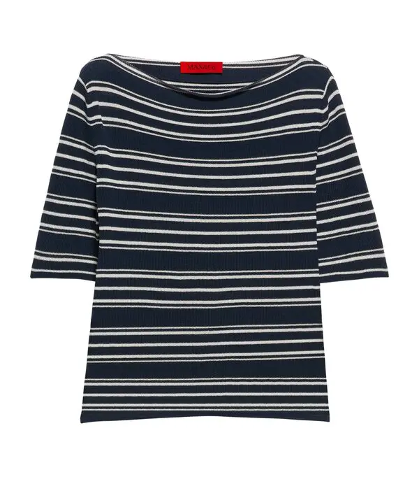 Max & Co. Stripe Boat-neck Crop Top - Blue