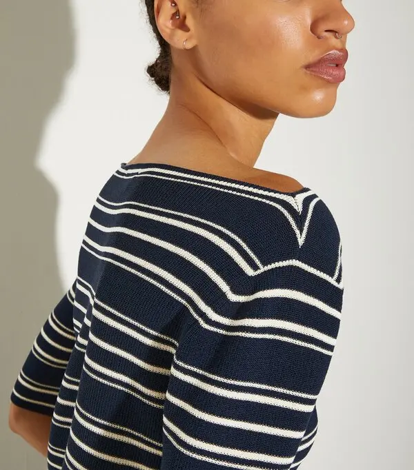 Max & Co. Stripe Boat-neck Crop Top - Blue