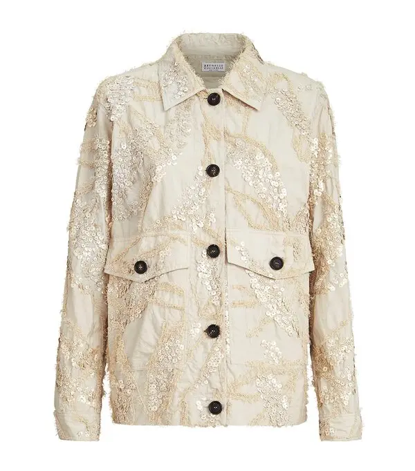 Brunello Cucinelli Cotton-blend Embroidered Poplin Jacket
