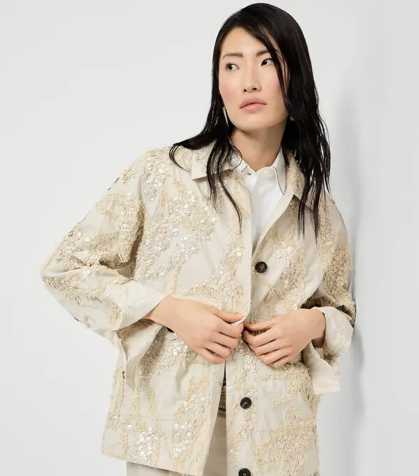 Brunello Cucinelli Cotton-blend Embroidered Poplin Jacket