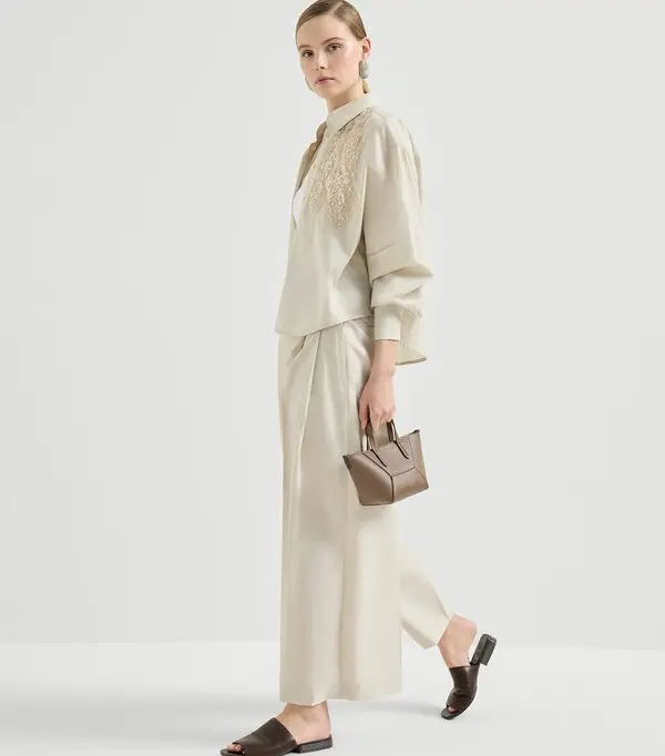 Brunello Cucinelli Cotton-blend Embroidered Poplin Shirt
