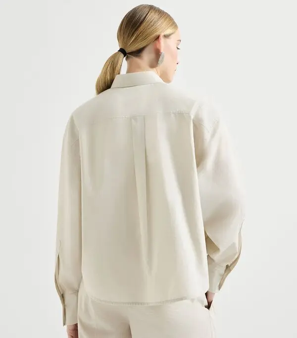 Brunello Cucinelli Cotton-blend Embroidered Poplin Shirt