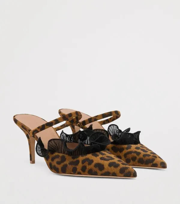 MALONE SOULIERS Suede Leopard Print Cecile Heeled Mules