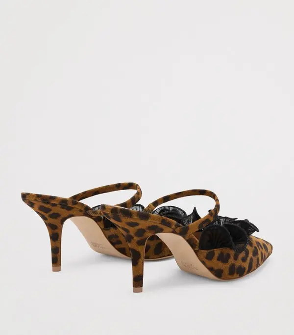 MALONE SOULIERS Suede Leopard Print Cecile Heeled Mules